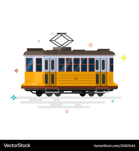 Vintage Tram Retro Tram Detailed Tram Royalty Free Vector