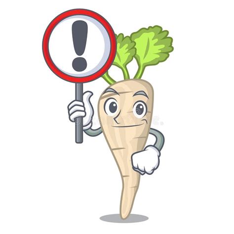 With Sign Character Parsnip Root With Leaf Cartoon Stock Vector
