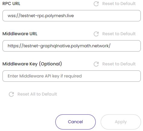 polymesh portal settings page polymesh