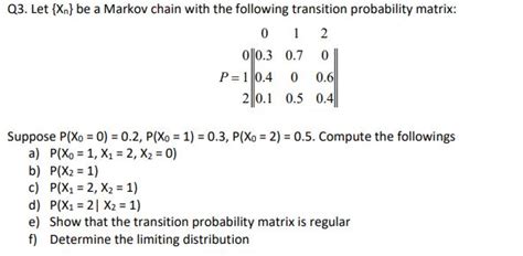 Solved Q3 Let Fxn Be A Markov Chain With The Following