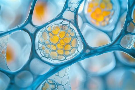 Premium Photo Microscopic Shot Of Cells Of Trees In A Colorful Cell View With Space Generative Ai