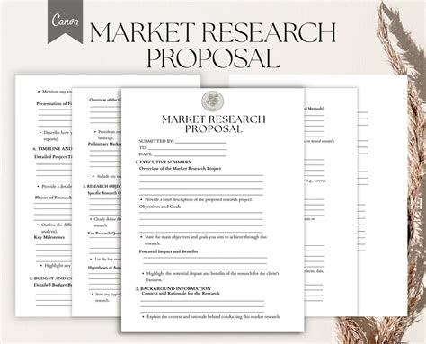 Market Research Proposal Template Market Analysis Proposal Form Pdf Canva Etsy