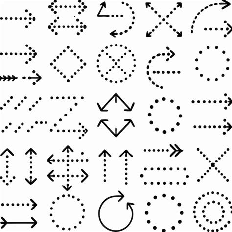 Premium Vector Set Of Dotted Arrows Direction Indicators Navigation Elements