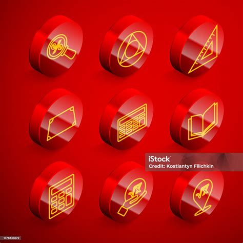 백분율 삼각형 수학 삼각형 눈금자 급성 사다리꼴 모양 계산기 열린 책 및 X 글리프 아이콘의 제곱근으로 선 돋보기를 설정합니다