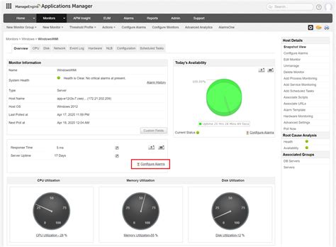 ManageEngine Applications Manager Configure Alarms