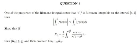 Solved One Of The Properties Of The Riemann Integral States
