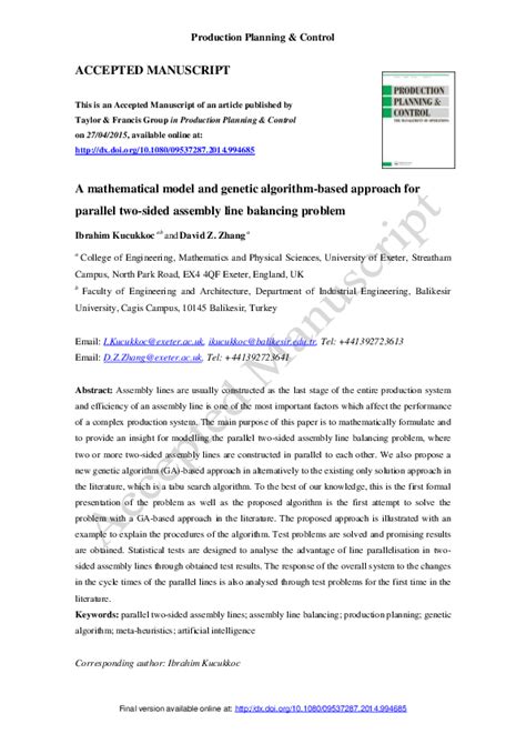 pdf a mathematical model and genetic algorithm based approach for