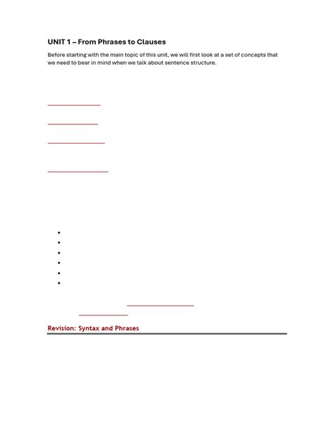 Unit 1 Grammar Iii Syntax And Phrases Pdf Phrase Verb