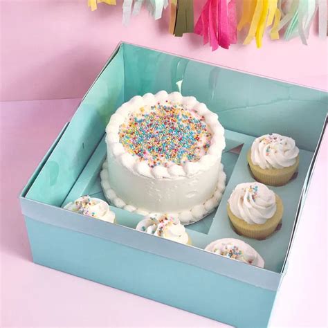 Box Blue Bento 5 Hole Cupcake And Cake Box Clear Lid Ipswich Cake Room