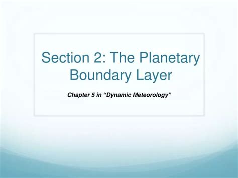 ppt section 2 the planetary boundary layer powerpoint presentation