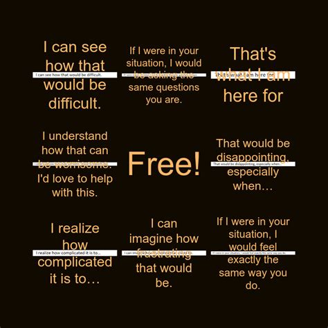 Empathy Statements Bingo Card