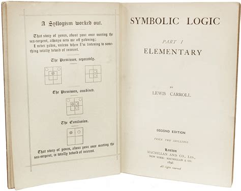Dodgson Charles L Lewis Carroll Symbolic Logic Part I Elementary 1896 Second Edition