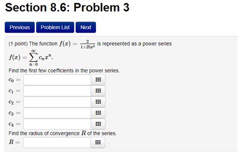 Solved Section 8 6 Problem 3 Previous Problem List Next 1