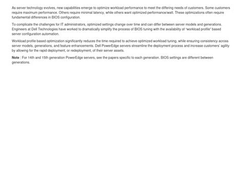 Overview Poweredge Bios Performance And Workload Tuning Guide For 16g