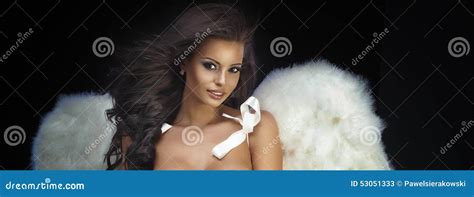 Beautiful Brunette Angel Stock Image Image Of Hair 53051333