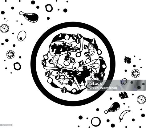 플래터 컨셉에 치킨 타진 타긴 포터 벡터 아이콘 디자인 알제리 표지판의 국가 요리 흰색 배경에 전통 요리 기호 재료와 미식가 음식 요리 메뉴 항목 건강한 식생활에 대한 스톡