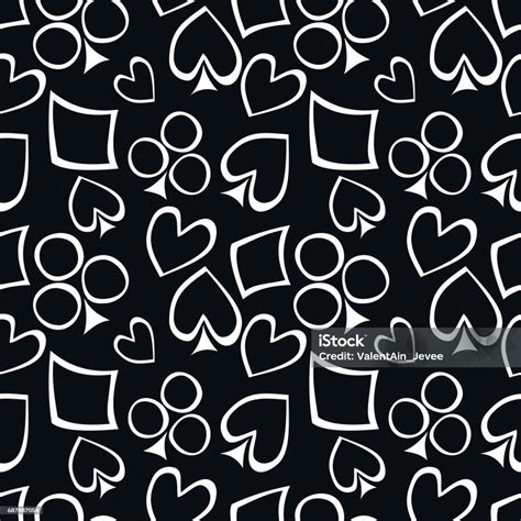 원활한 벡터 패턴 연주회 카드의 아이콘입니다 흑인과 백인 배경 손으로 그린 기호 장식 반복 장식입니다 일련의 게임 및 도박