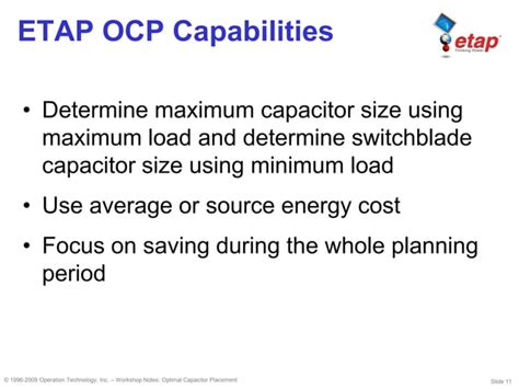 Etap Ocp Optimal Capacitor Placement Pdf Science