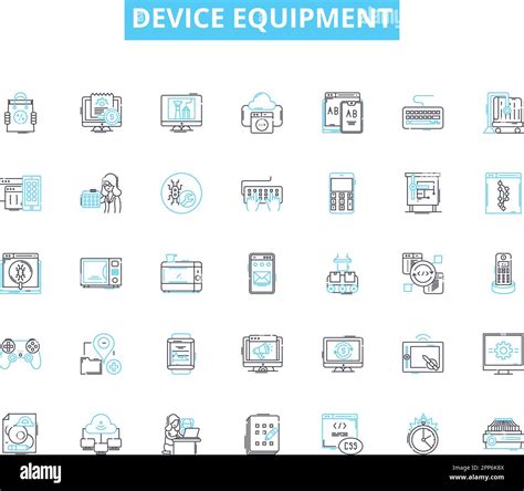 Device Equipment Linear Icons Set Console Monitor Keyboard Mouse Printer Scanner Speaker
