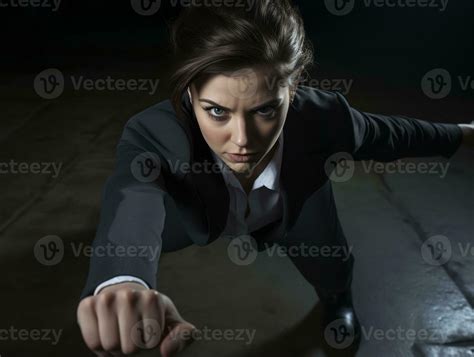 Policewoman Is Carefully Examining The Crime Scene For Potential Evidence AI Generative