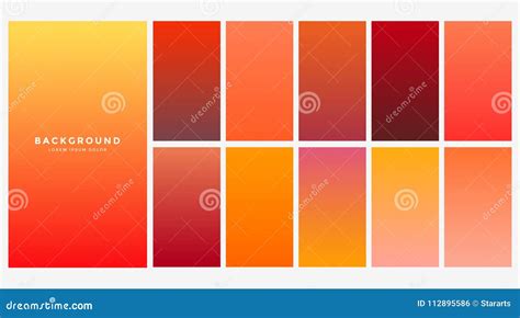 Bright Orange Autumn Color Gradients Set Stock Vector Illustration Of