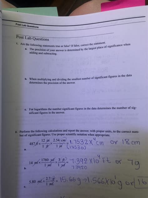 Solved Post Lab Questions Post Lab Questions Are The Chegg