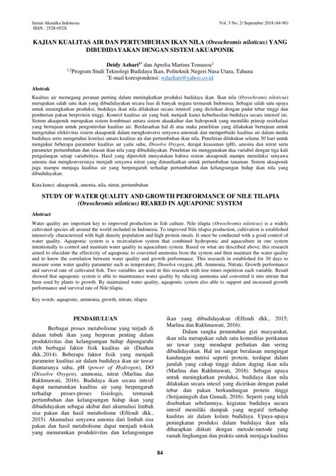 Jurnal Budidaya Ikan Nila Pdf