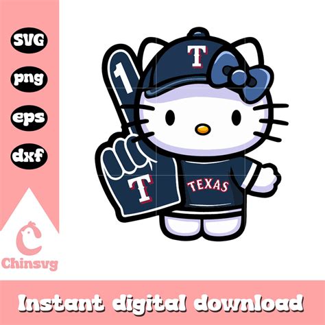 Hello Kitty Texas Rangers Fan Svg Hello Kitty Mlb Svg Kitty Cat Svg