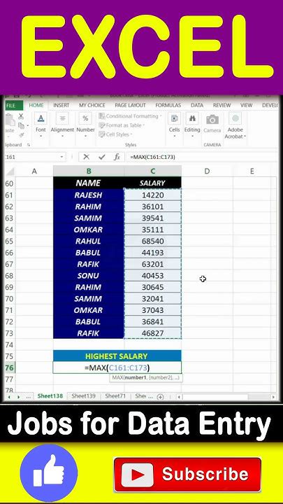 Max Function In Excel Excel Exceltips Msoffice Acounting Tally