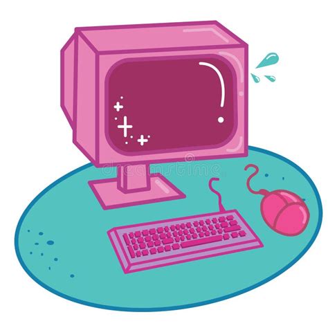 Pink Retro Monitor Computer Mouse And Keyboard Computer Icon Stock Illustration Illustration