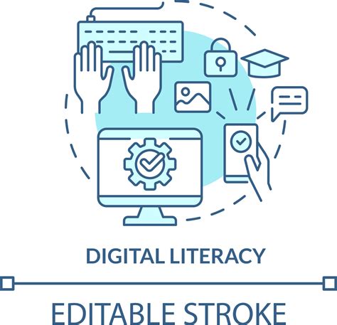 Digital Literacy Turquoise Concept Icon Life Skill Abstract Idea Thin Line Illustration