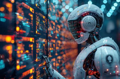 Artificial Intelligence Android Robot Using Ai Technology For Analyzing