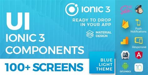 دانلود کیت رابط کاربری ionic 3 ui template app blue light پلاگین تم