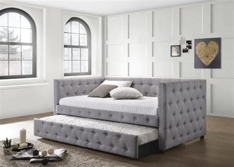 Mockern Trundle Daybed In Grey Fabric By Coaster 302161