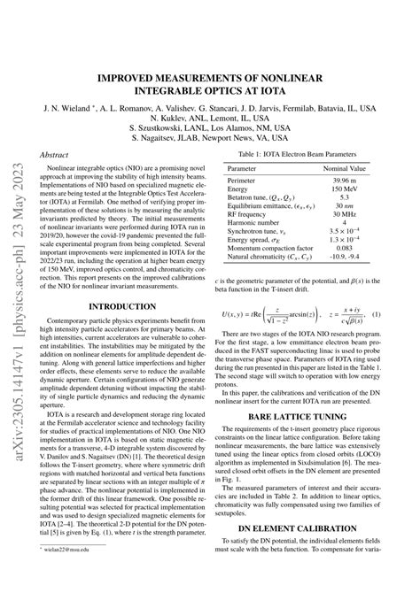 Pdf Improved Measurements Of Nonlinear Integrable Optics Invariants