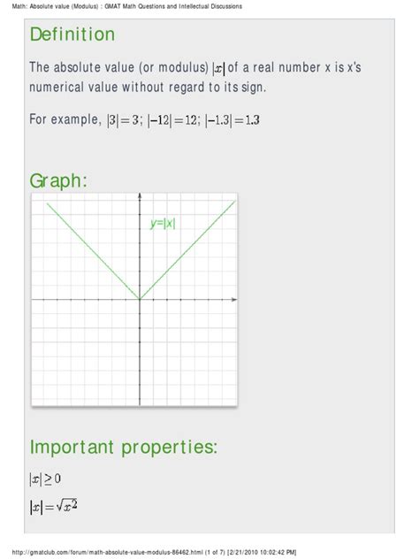 Math Absolute Value Modulus Gmat Math Questions And Intellectual Discus Pdf Elementary