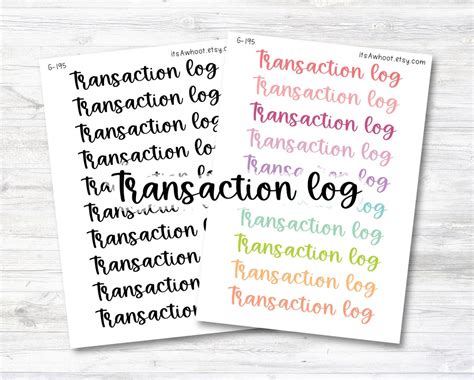 transaction log script header stickers transaction log planner