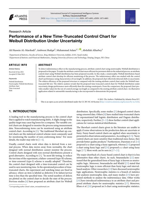 Pdf Performance Of A New Time Truncated Control Chart For Weibull