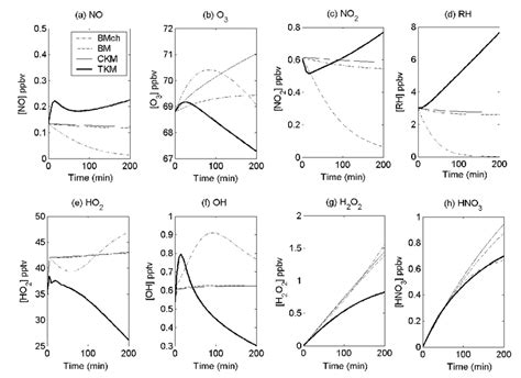 Temporal Behaviors Of Reactive Species Concentrations In The Middle