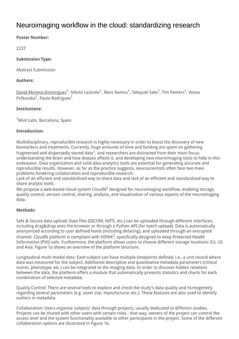 pdf neuroimaging workflow in the cloud standardizing research