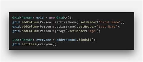 Vaadin Display A Collection Of Java Objects In A Grid By