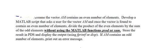 Solved Assume The Vector AM Contains An Even Number Of Chegg