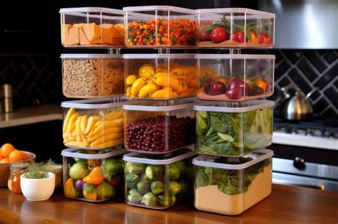 Premium Ai Image Stackable Clear Pantry Containers With Food