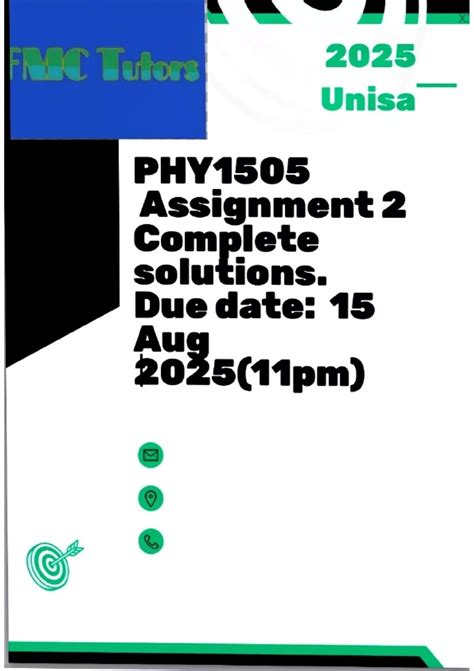 Phy1505 Assignment 2 Completed And Detailed Solutions 2025 Unisa