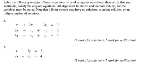 Solved Solve The Following Systems Of Linear Equations By Chegg