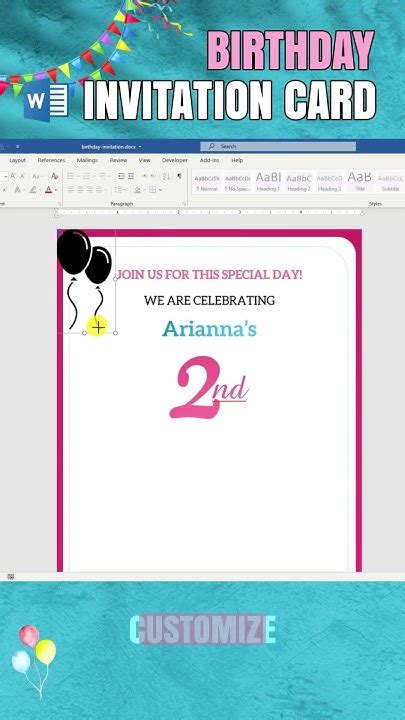 How To Make A Custom Birthday Invitation Card In Ms Word Youtube