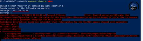 Connect Viserver Error Invalid Server Certificate Use Set Powercliconfiguration Vgeek