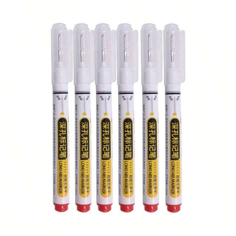 6pcs Red Permanent Art Marker Pen Fine Point Waterproof Thin Nib Crude