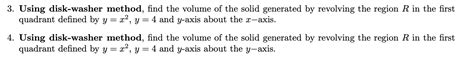 solved 3 using disk washer method find the volume of the