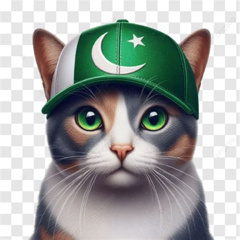 파키스탄 국기 색 셔츠와 모자 디자인을 입고 있는 고양이 그림 파키스탄 국기 색 셔츠와 모자를 쓰고 있는 고양이 그림 파키스탄 국기 색 셔츠와 모자 그림 디자인을 입고